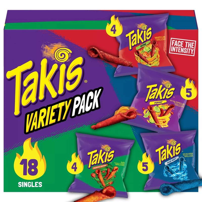 Takis 18 pc / 1 oz Hero Variety Pack, Assorted Rolled Tortilla Chips ...