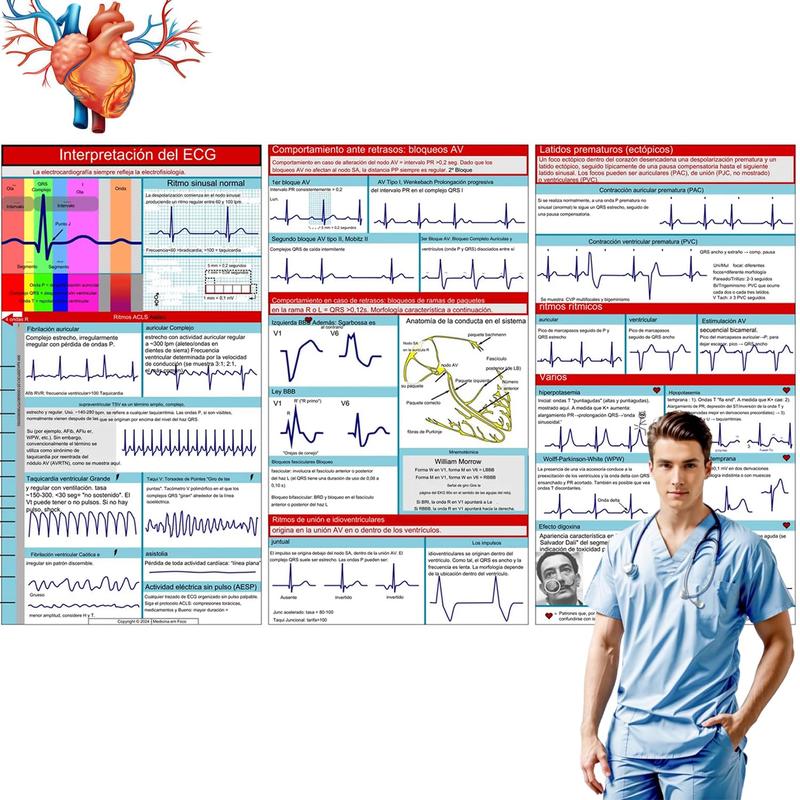 EKG Pocket Guide, ECG Rhythm Interpretation Includes 12 - Lead ECG/EKG ...