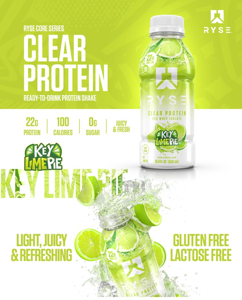 RYSE Clear Protein Shake - Pack of 12 - Whey Isolate 22g Protein ...