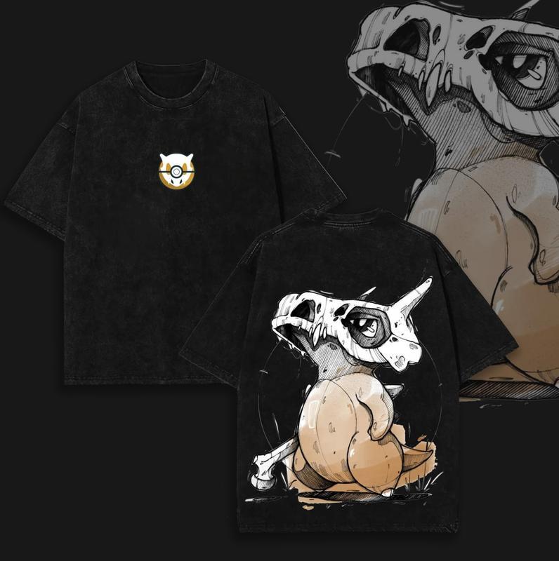 Retro Heavy Limited Cubone- Pokemon Anime Double Printed Vintage Washed ...