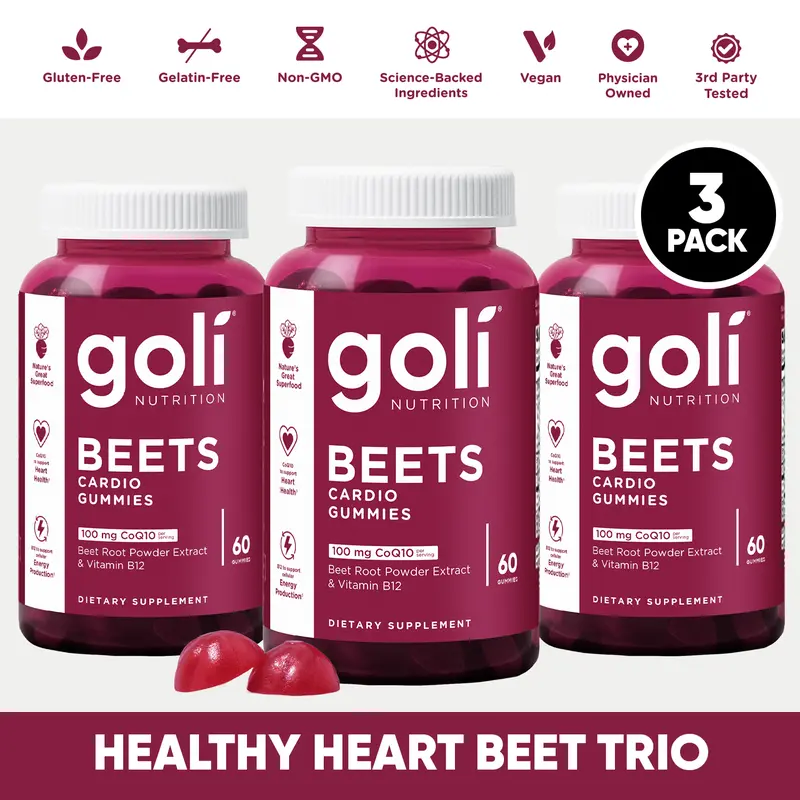 Healthy Heart Beets Trio - 3 Bottles of Goli Beets Cardio Gummy ...